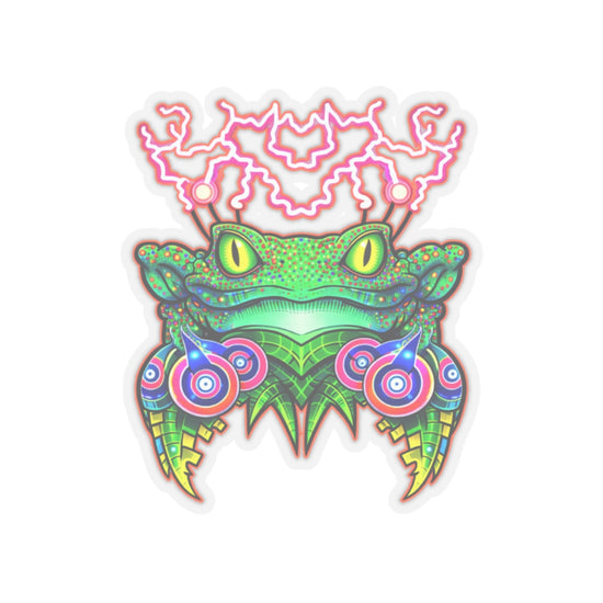 Psychedelic Frog Fateline Sticker — Neon Trippy Kiss-Cut Decal